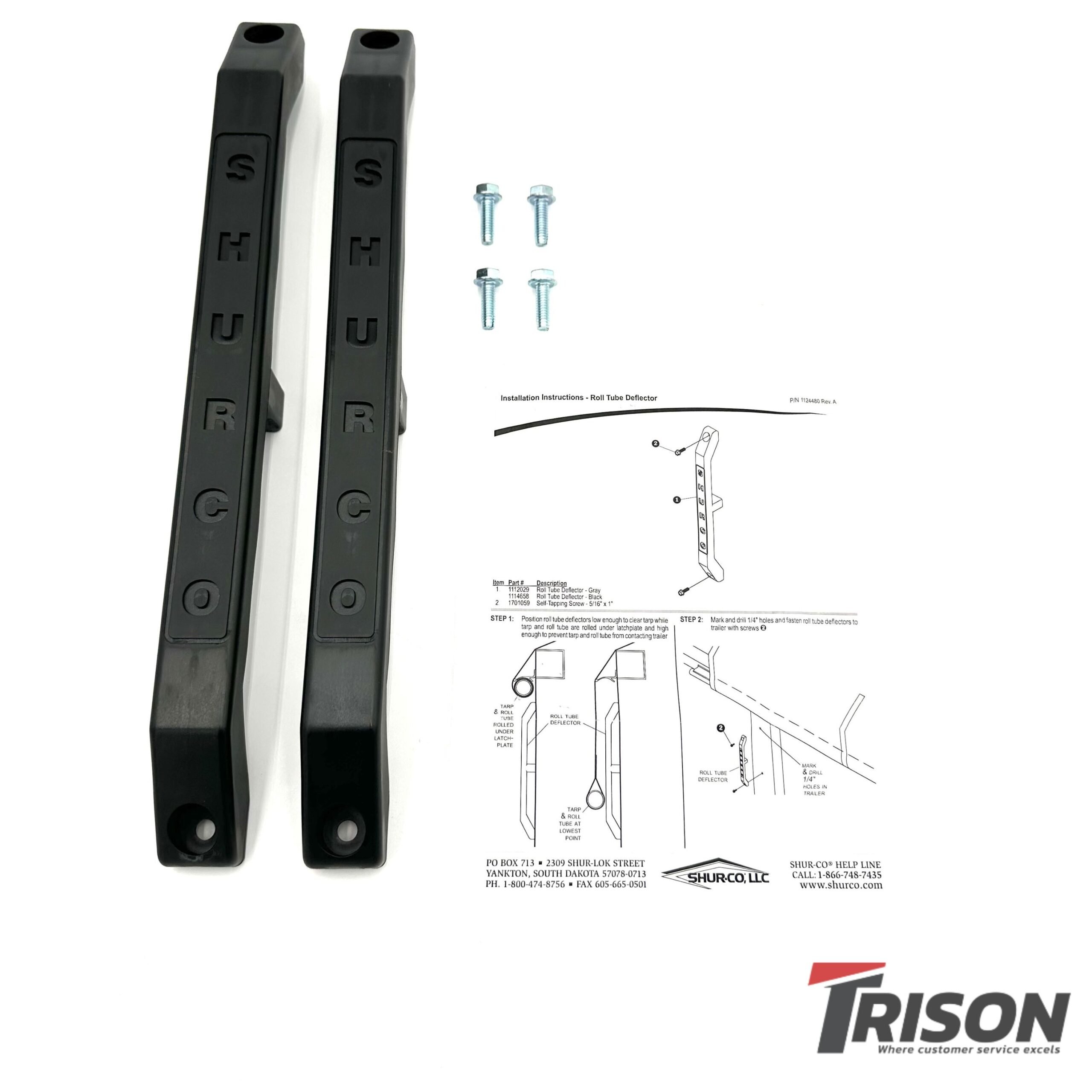 Shur-Co 1114659 Roll Tube Deflector Kit – Black - Qty 2 - Trison Tarps USA