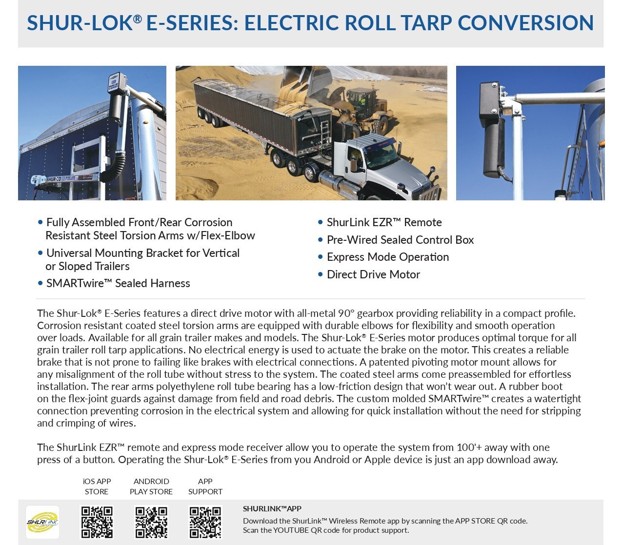 Shur-Lok E-Series Electric Roll Tarp Conversion Kit for Grain Trailers ...